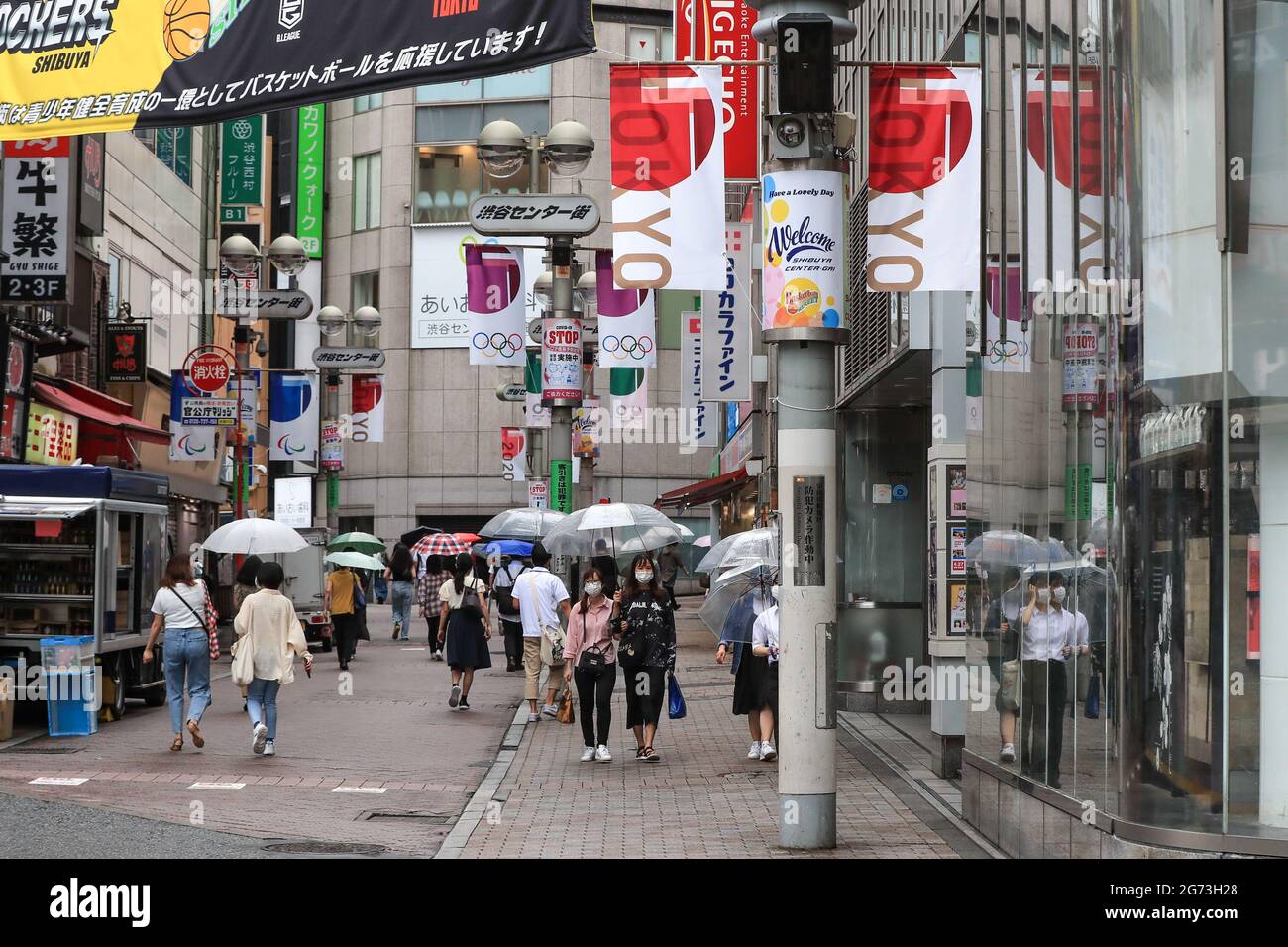 JULY 9, 2021 : A general view of the Shibuya Center-Gai street ...
