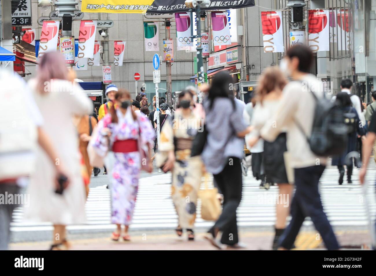 JULY 9, 2021 : A general view of the Shibuya Center-Gai street ...