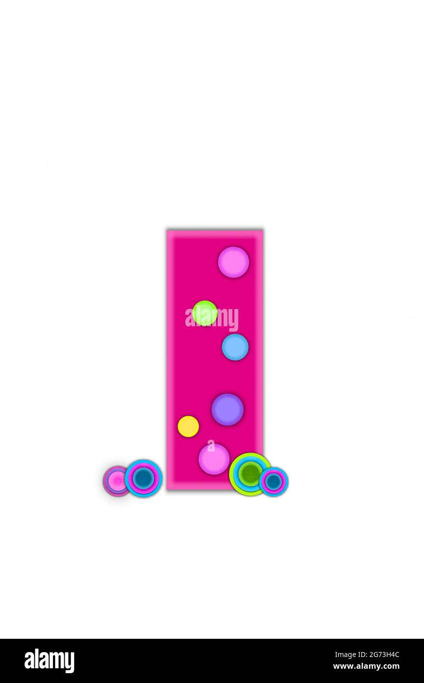 The letter I, in the alphabet set Dots, is hot pink with lighter pink ...