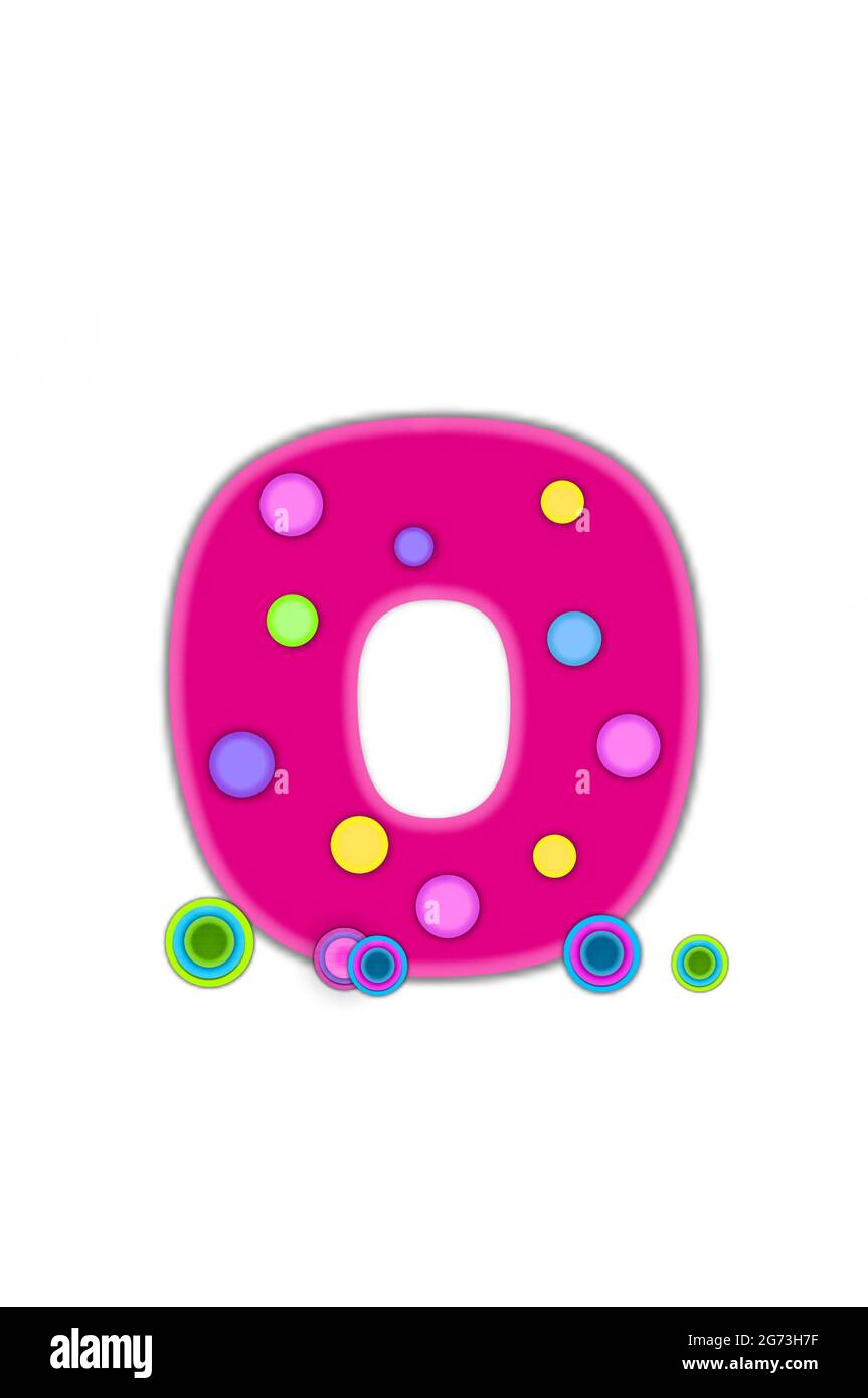 The letter O, in the alphabet set Dots, is hot pink with lighter pink ...