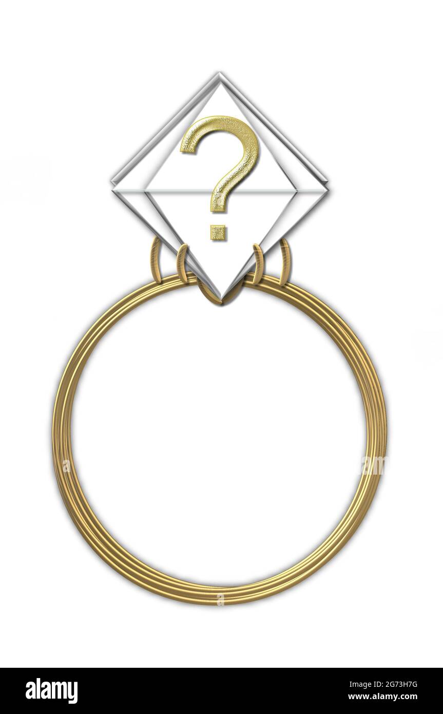 Question mark , in the alphabet set Diamond Ring, is gold and sits on a ...