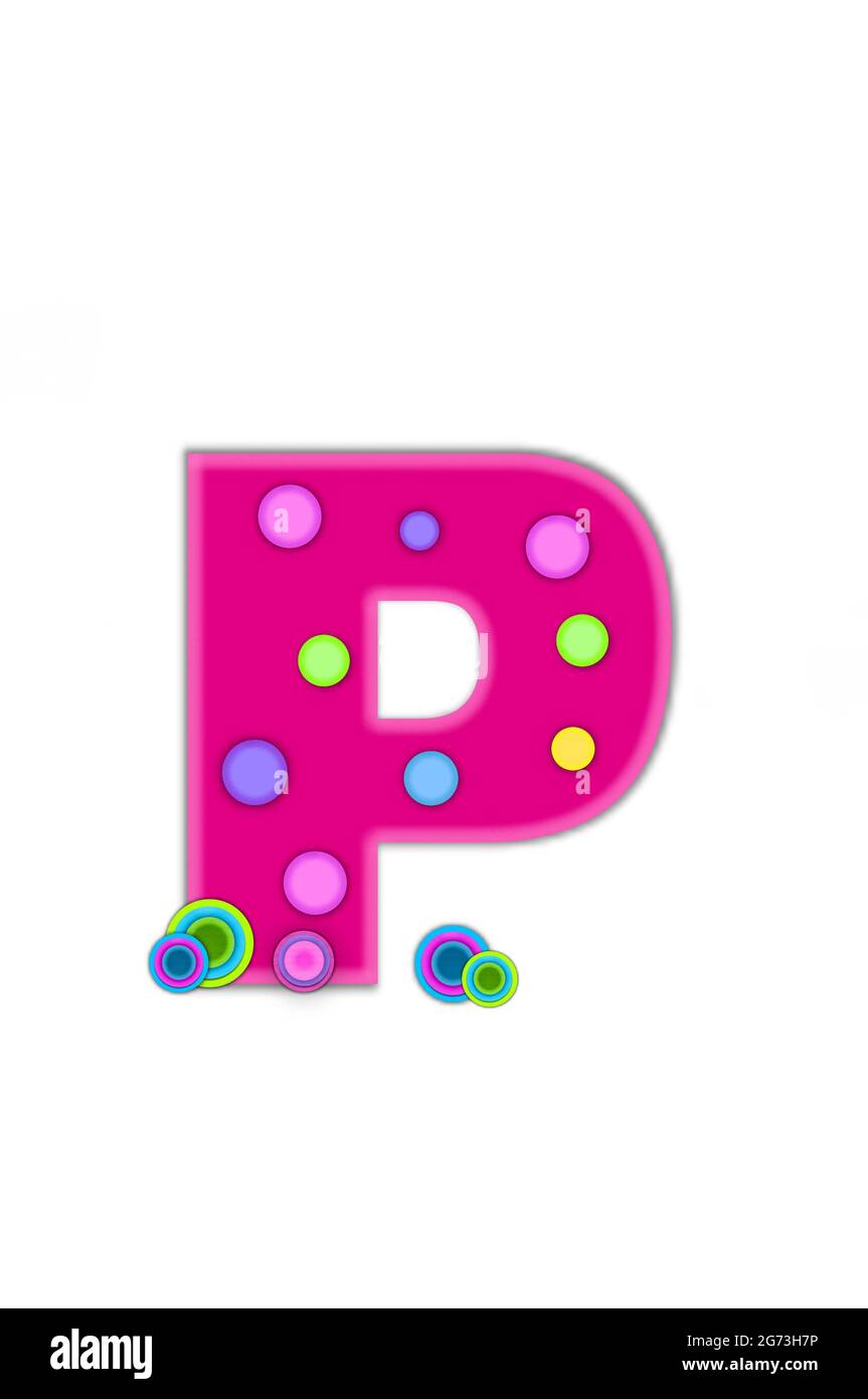 The letter P, in the alphabet set Dots, is hot pink with lighter pink ...