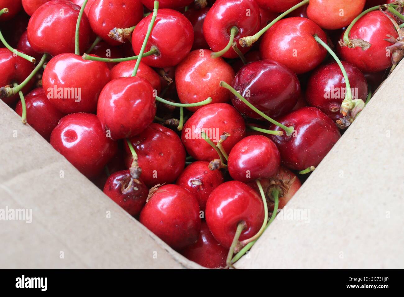 Red cherries in a box hi-res stock photography and images - Alamy