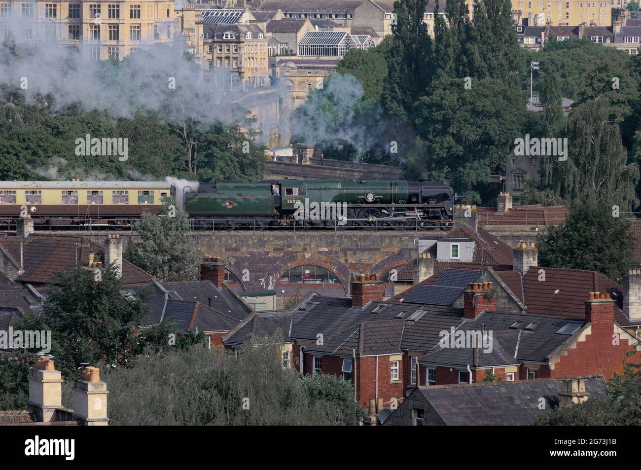 Clan Line steam train through Bath Stock Photo - Alamy
