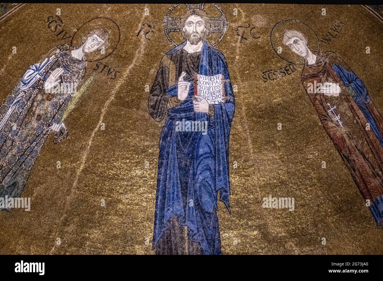 Closeup of saints paintings on the ceiling of the cathedral Stock Photo ...
