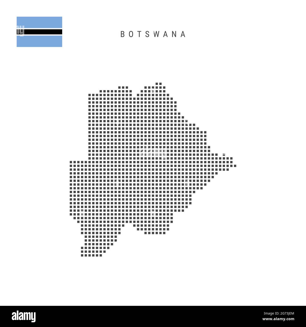 Square dots pattern map of Botswana. Botswana dotted pixel map with ...