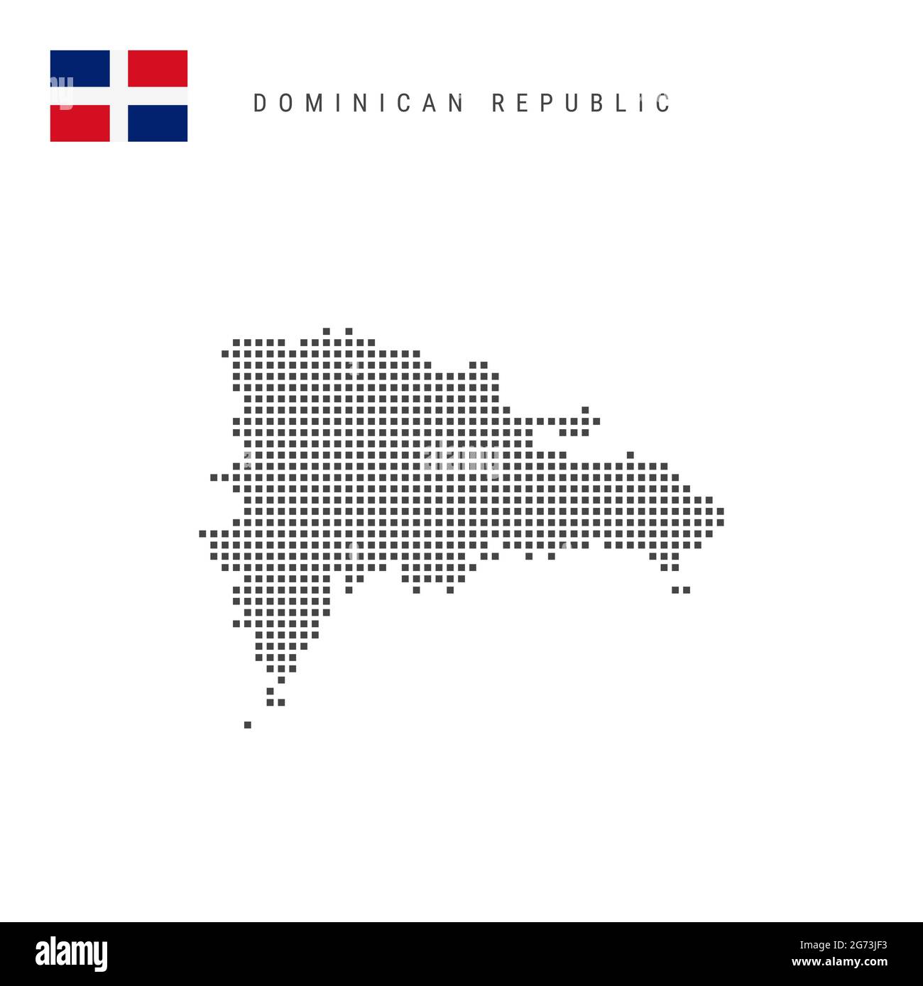 Square dots pattern map of Dominican Republic. Dominican Republic dotted pixel map with national ...