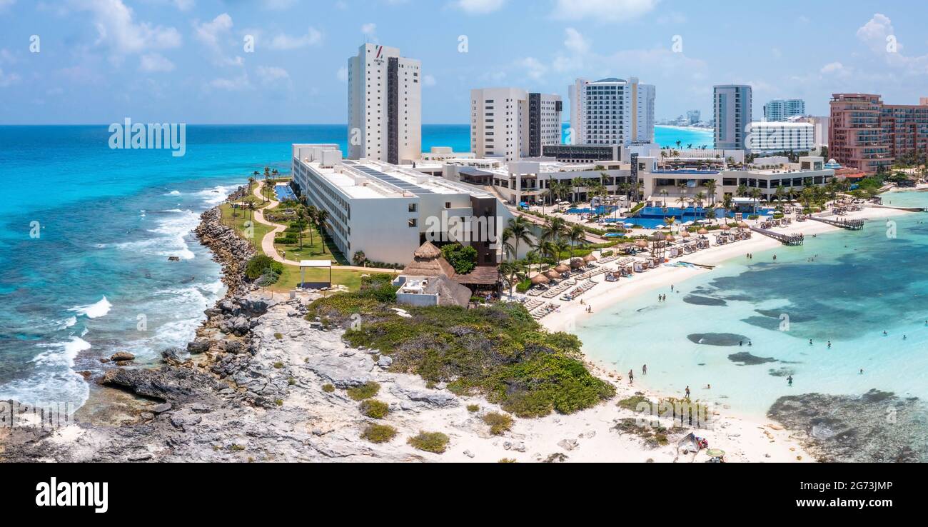 Aerial view of Punta Norte beach, Cancun, Mexico Stock Photo - Alamy