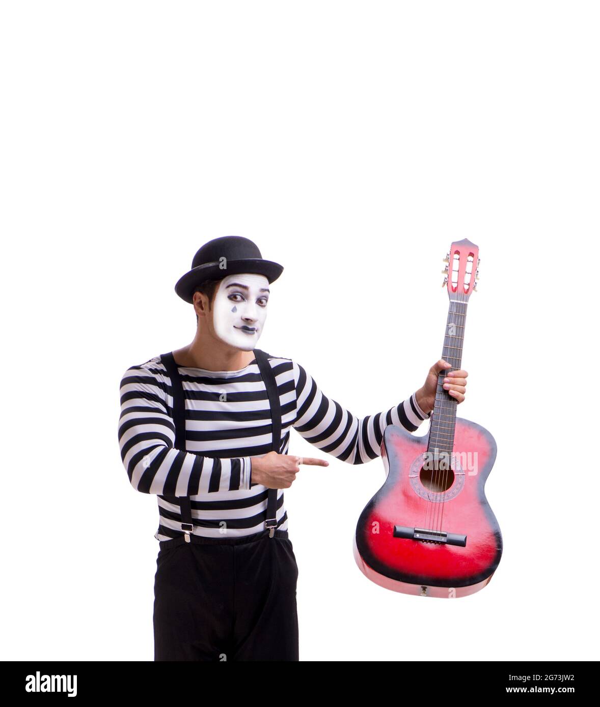 The mime playing guitar isolated on white Stock Photo - Alamy