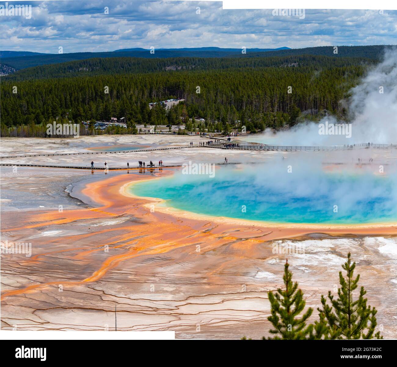 Grand Prismatic Spring in Yellowstone National Park with vivid colors ...
