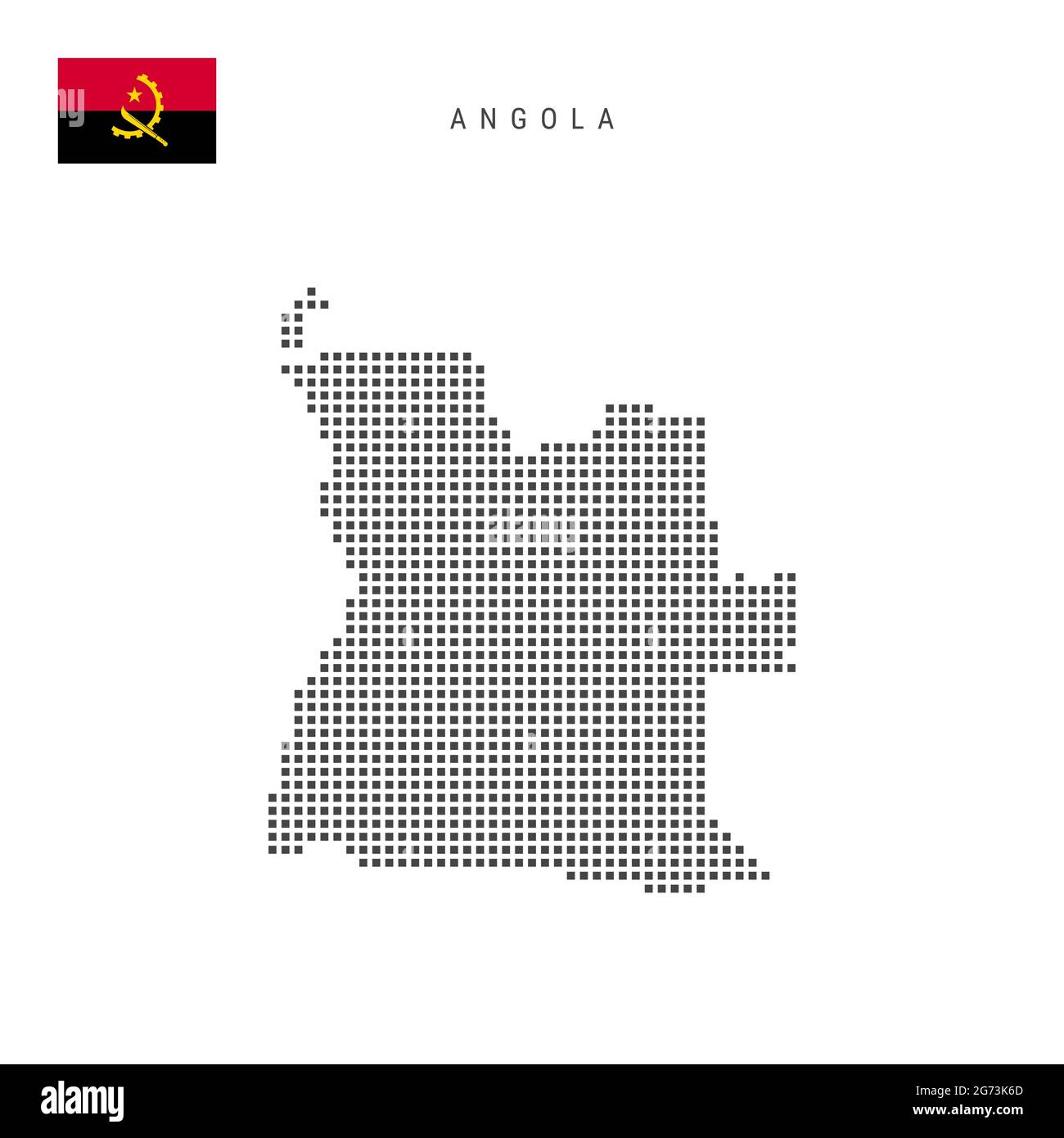 Square dots pattern map of Angola. Angolan dotted pixel map with ...