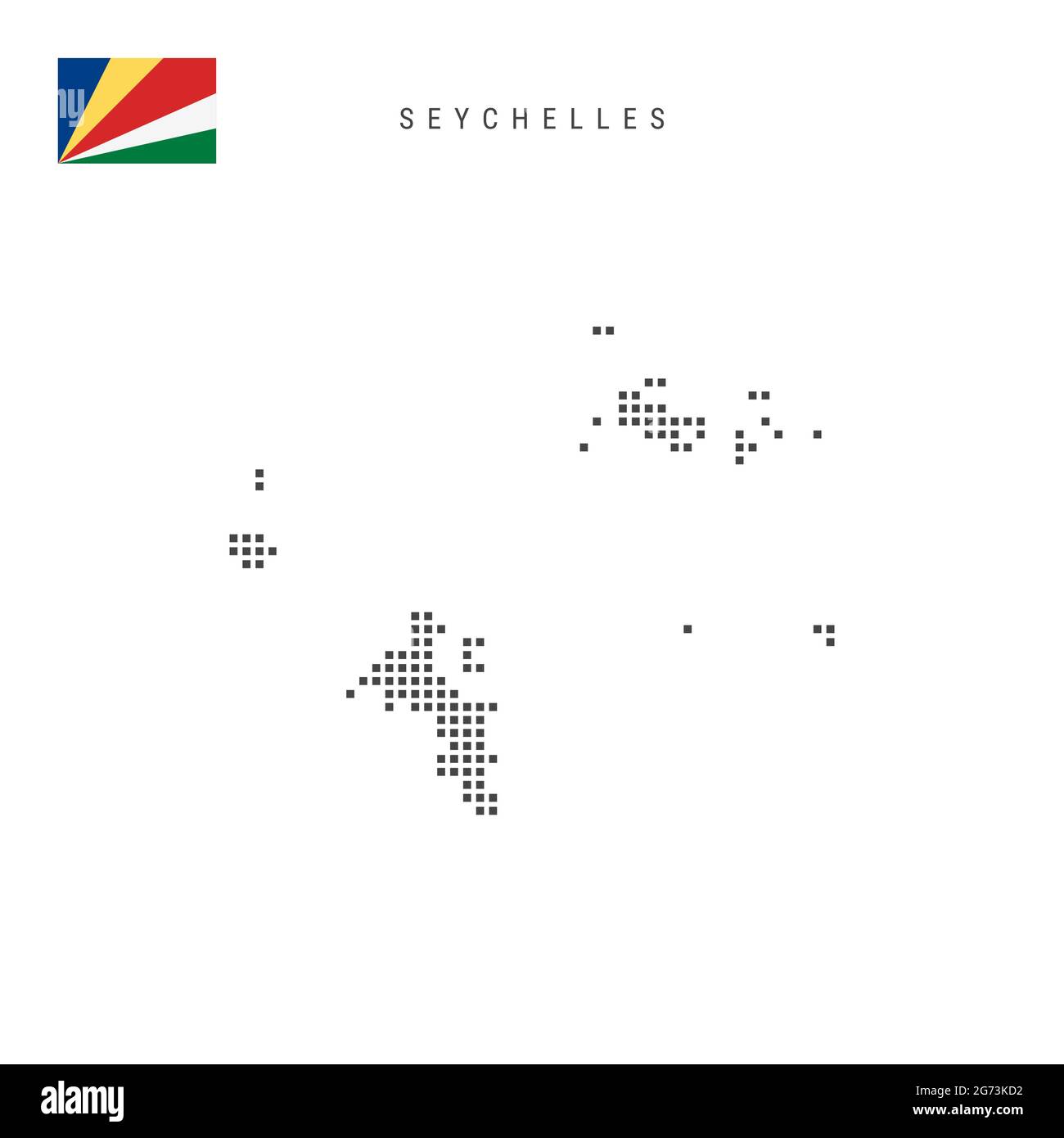 Square dots pattern map of Seychelles. Republic of Seychelles dotted pixel map with national ...