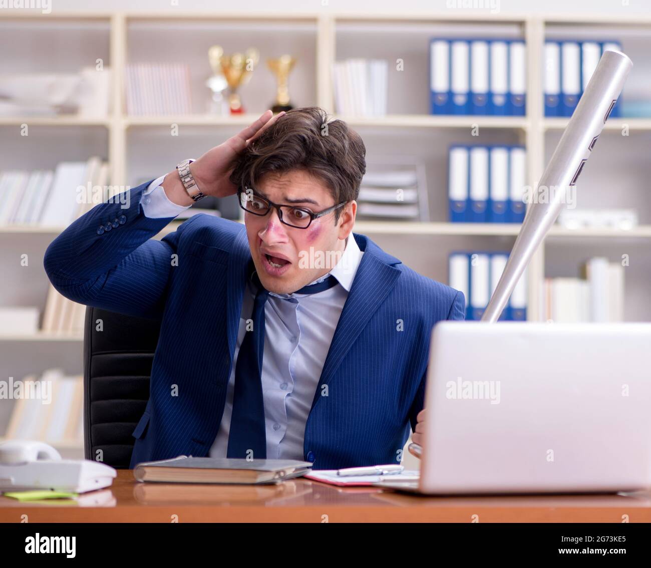 The angry aggressive businessman in the office Stock Photo - Alamy