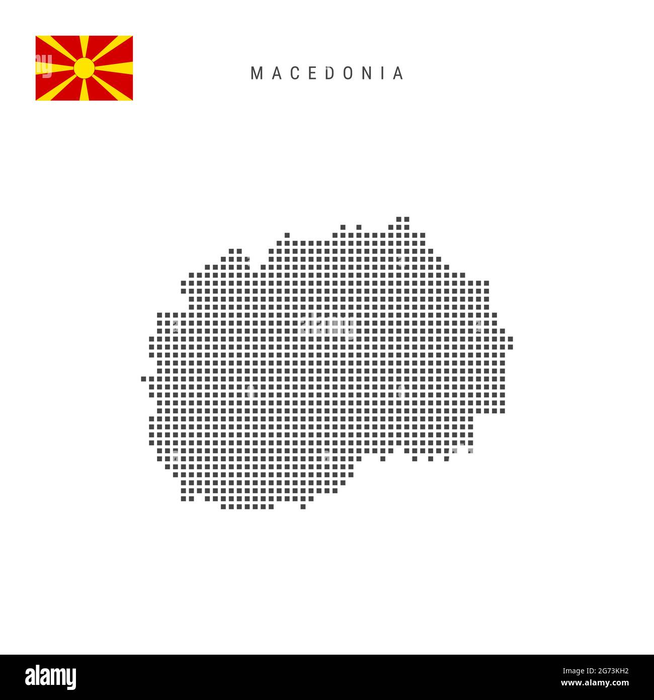 Square dots pattern map of Macedonia. Macedonian dotted pixel map with ...