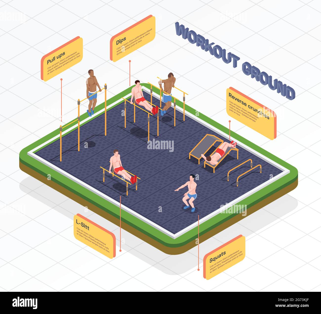 Workout isometric people infographic composition with pop-up bubbles ...