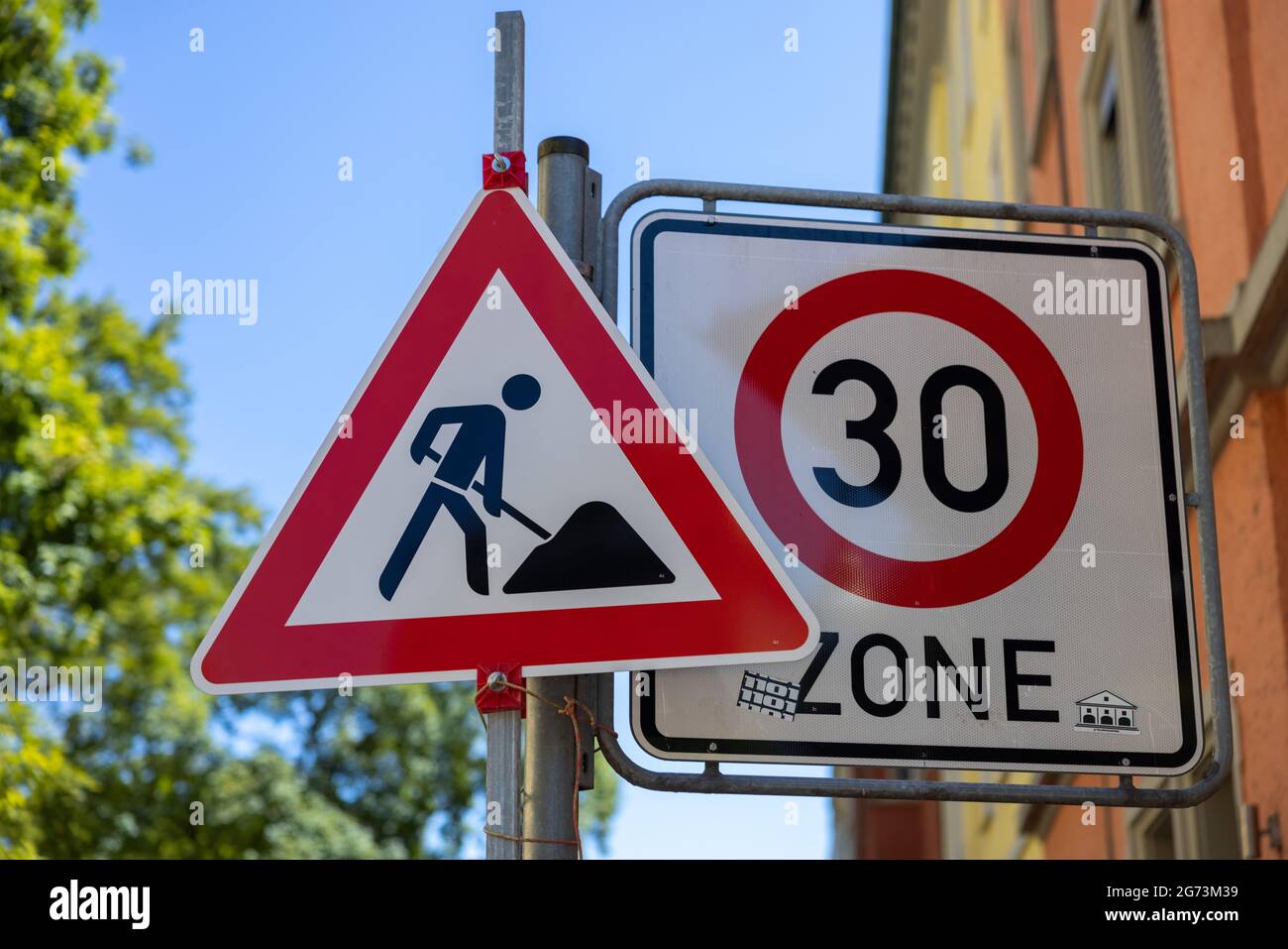 Closeup shot of road signs in Germany Stock Photo - Alamy