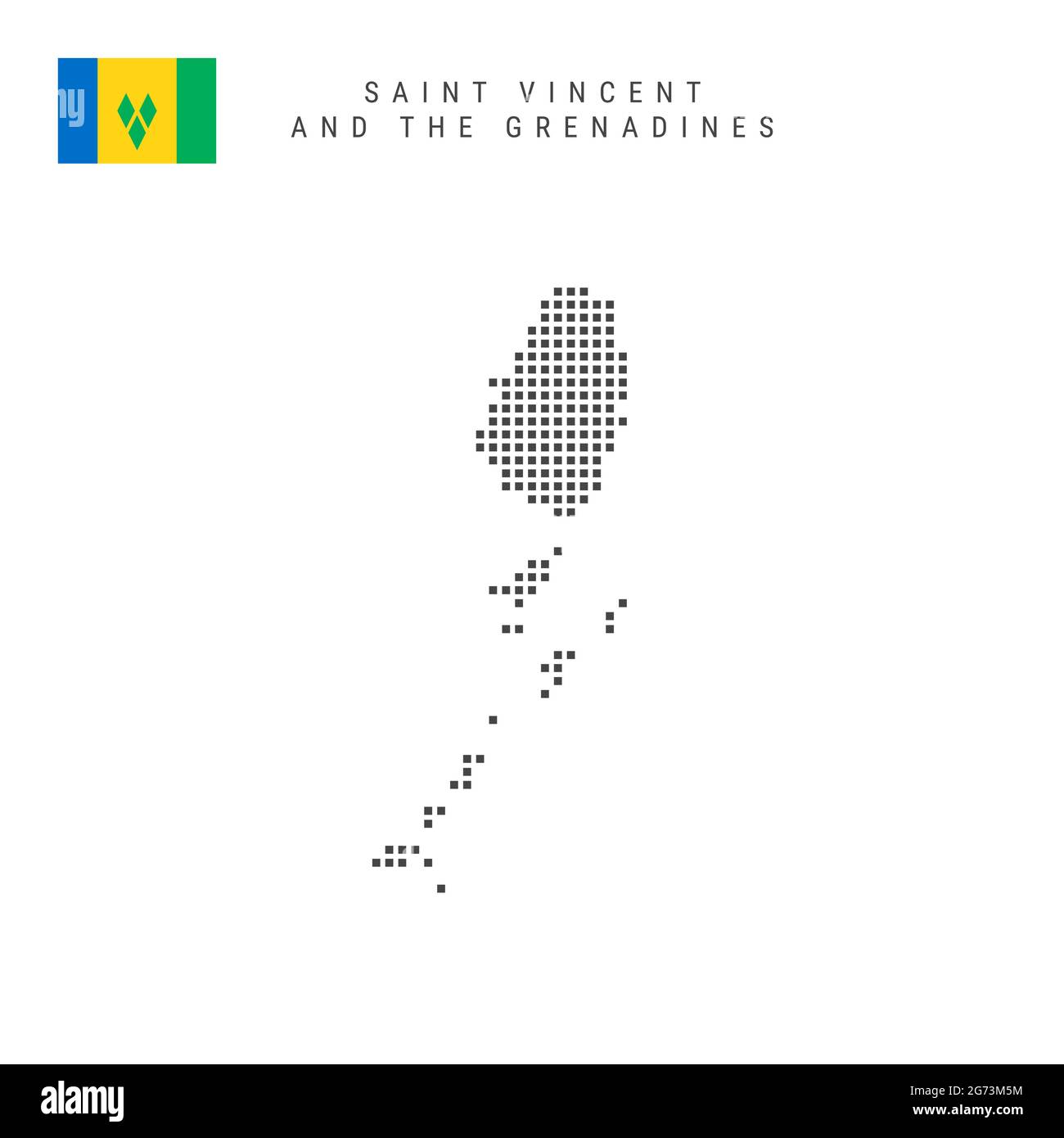 Square dots pattern map of Saint Vincent and the Grenadines. Vincentian dotted pixel map with ...
