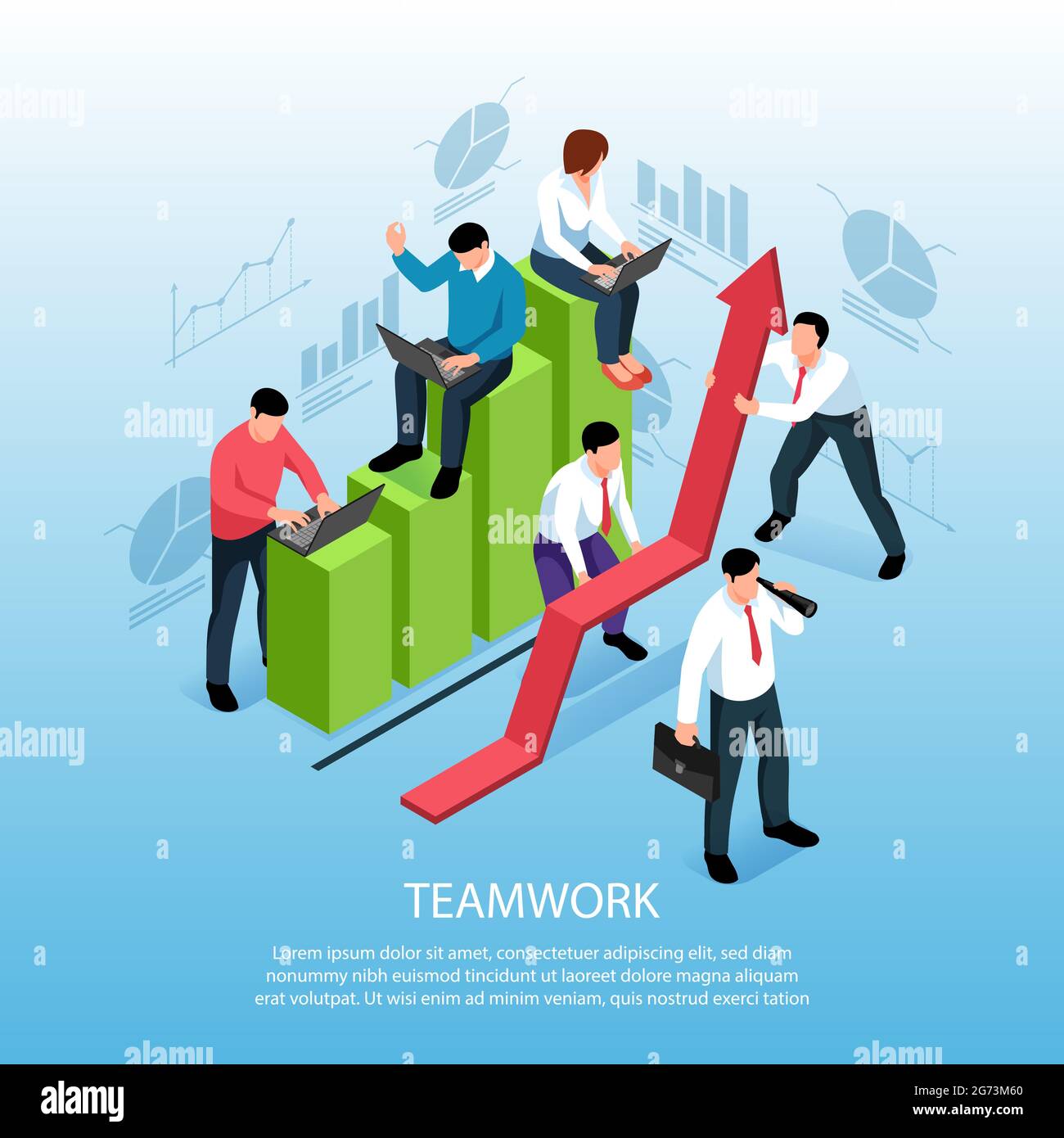 Teamwork efficient collaboration symbols isometric composition with ...
