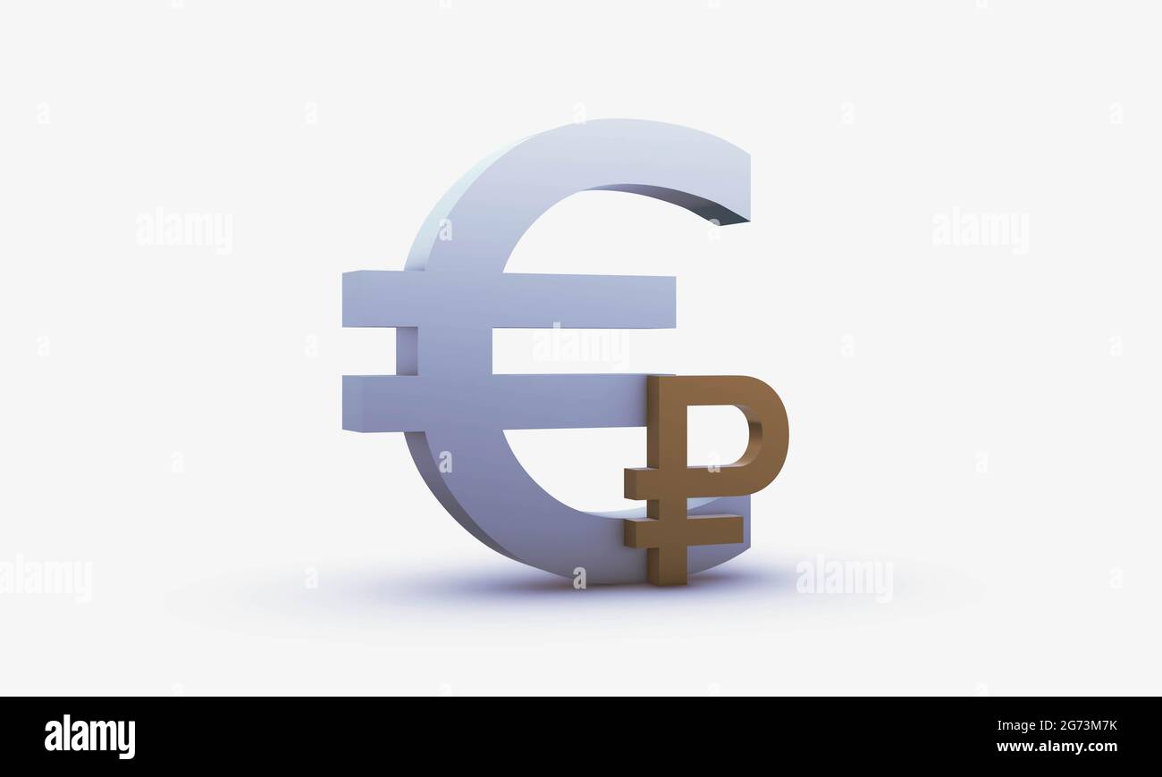 Exchange rating of Dollar and Russian ruble Isolated on a White ...