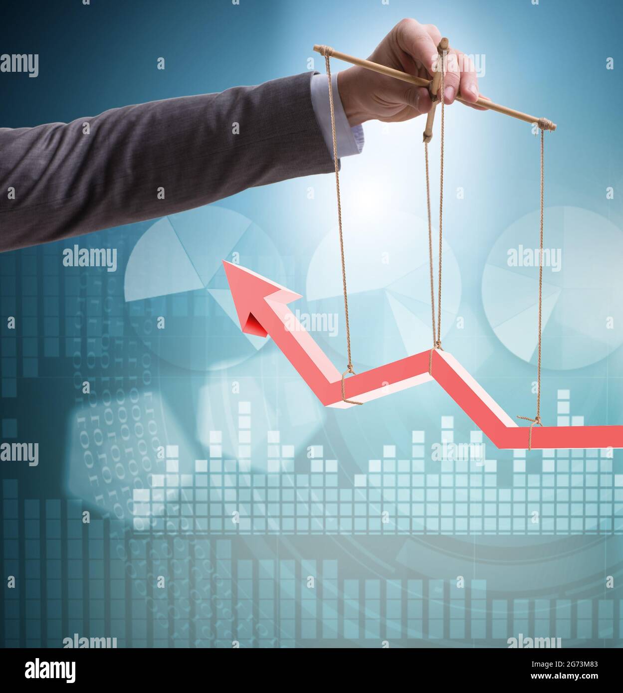 The hand supporting the growth chart line Stock Photo - Alamy