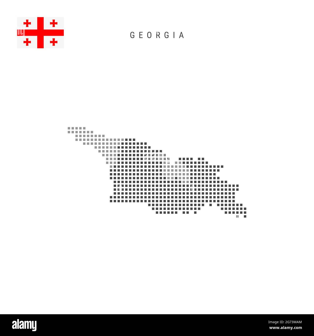Square dots pattern map of Georgia. Georgian dotted pixel map with ...