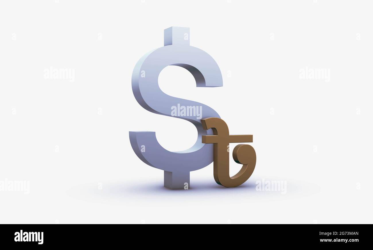 Exchange rating of Dollar and Bangladeshi taka Isolated on a White ...