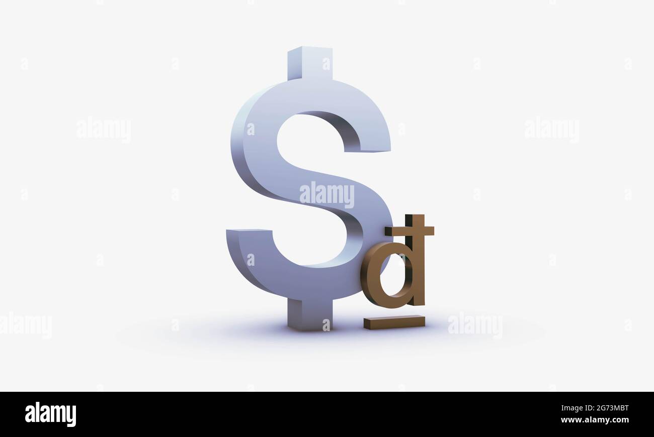 Exchange rating of Dollar and Vietnamese dong Isolated on a White ...