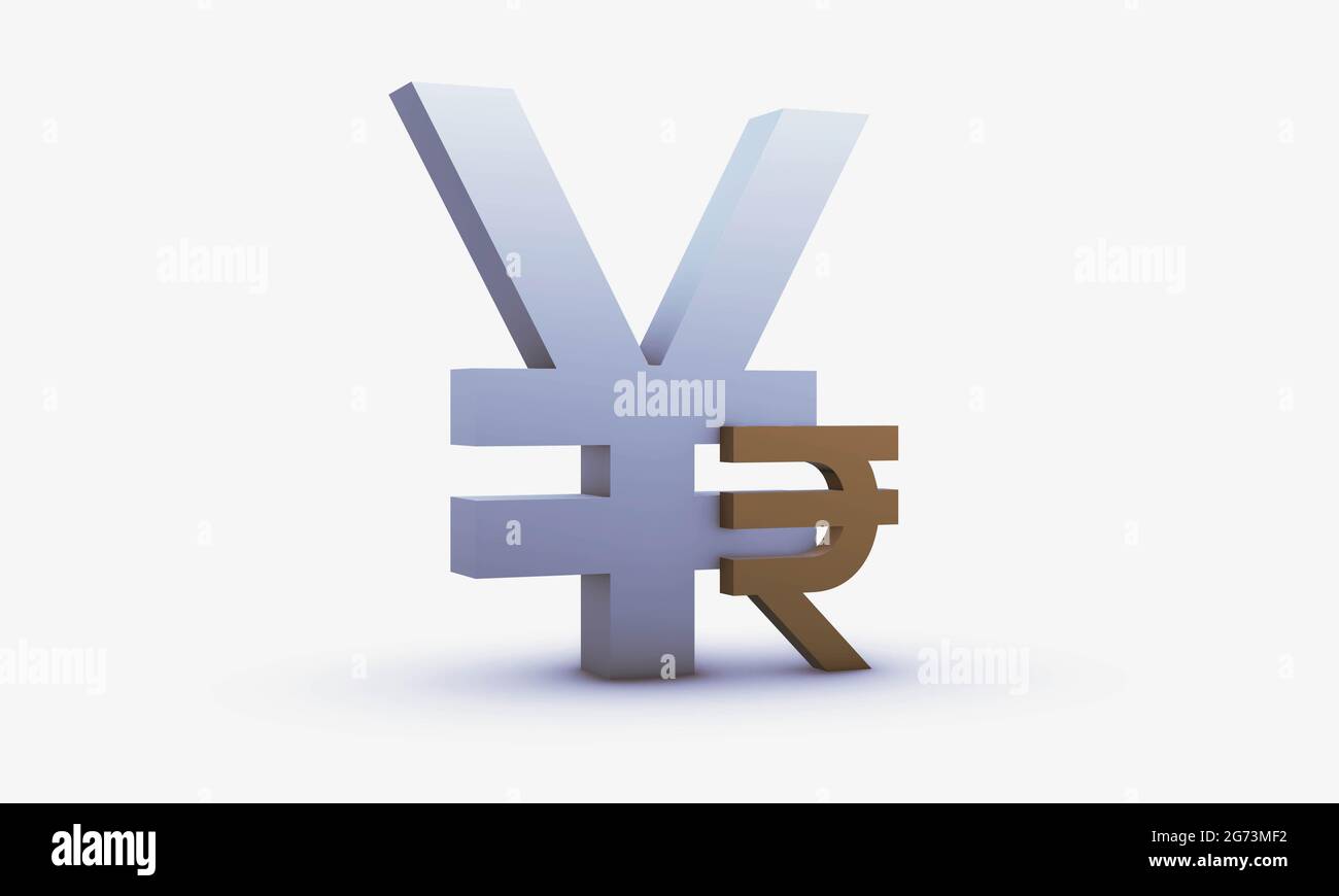 Exchange rating of Chinese yuan and Indian rupee Isolated on a White ...