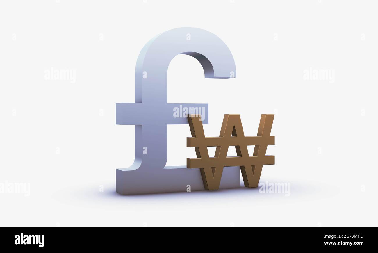 Exchange rating of Pounds Sterling and South Korean won Sign Isolated ...