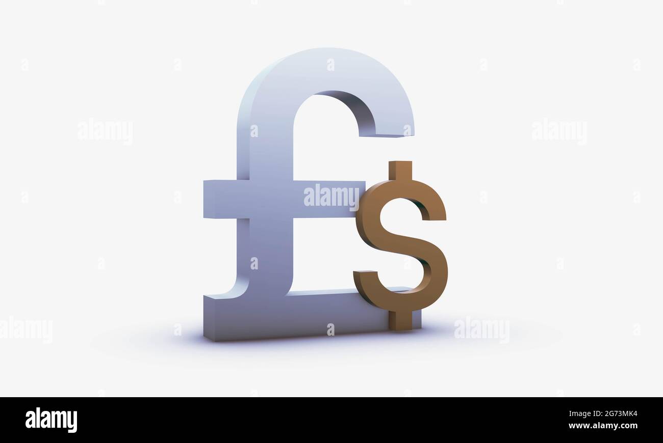 Exchange rating of Pounds Sterling and Dollar Sign Isolated on a White ...
