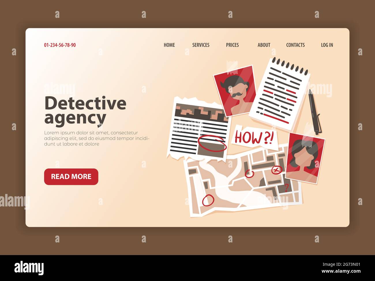 Detective agency website background landing page for private ...