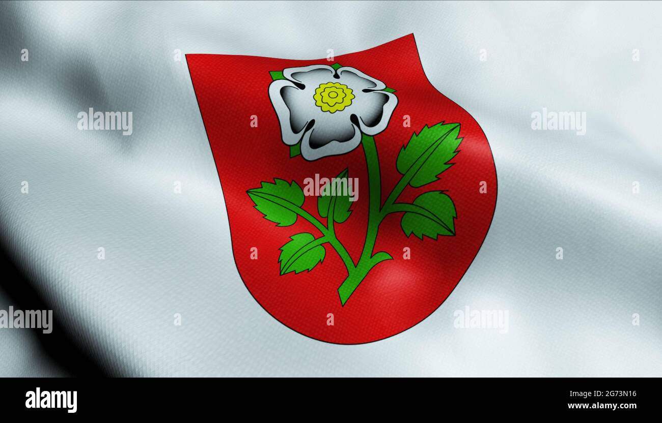 3D Illustration of a waving Switzerland city flag of Uznach Stock Photo ...