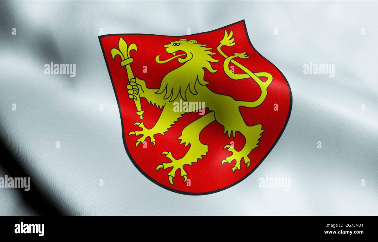 3D Illustration of a waving Switzerland city flag of Thusis Stock Photo ...