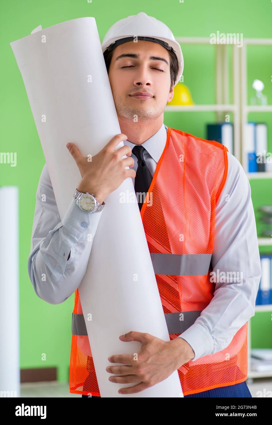 The man architect working on the project Stock Photo - Alamy