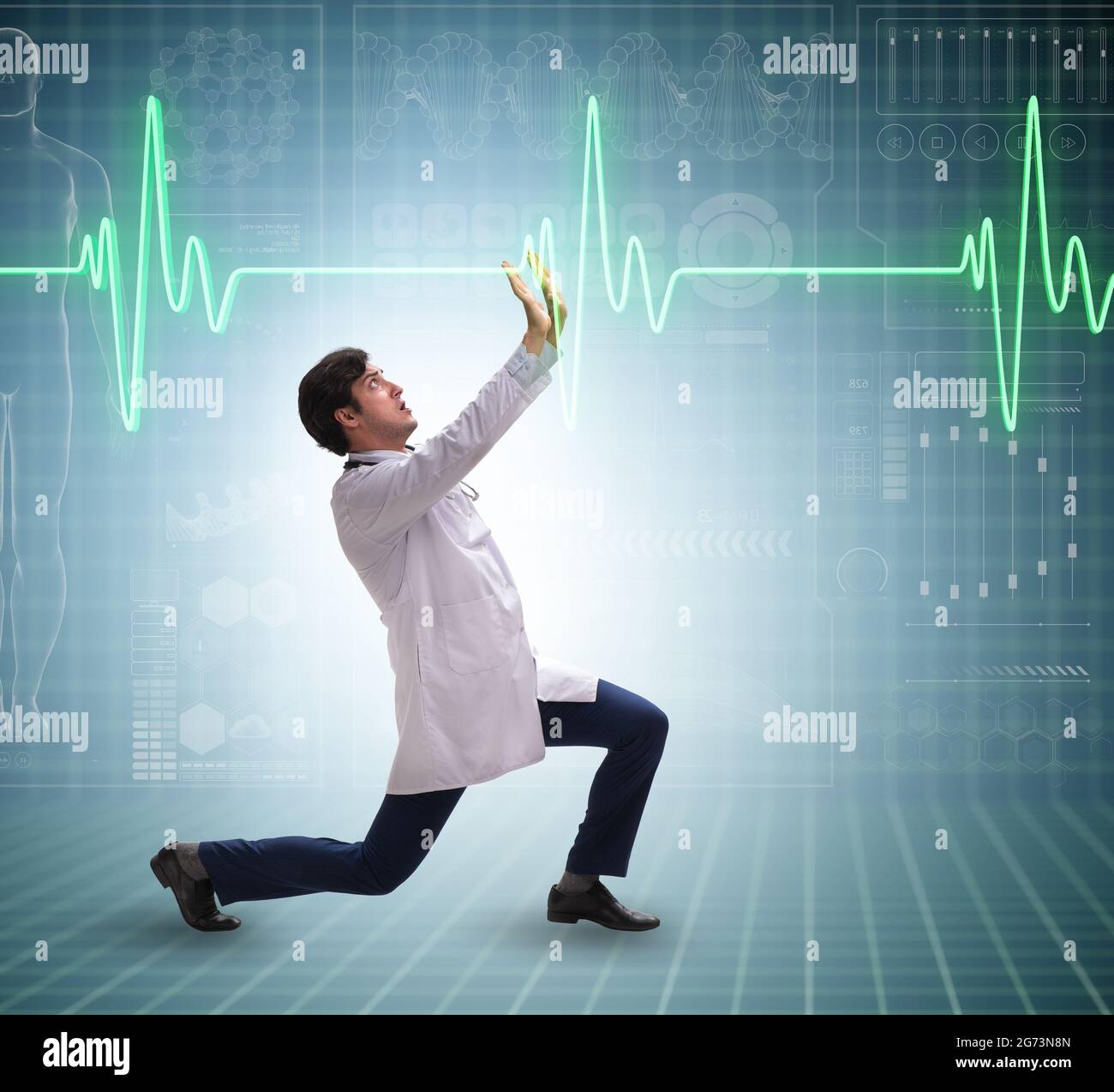 The doctor cardiologist supporting cardiogram heart line Stock Photo ...