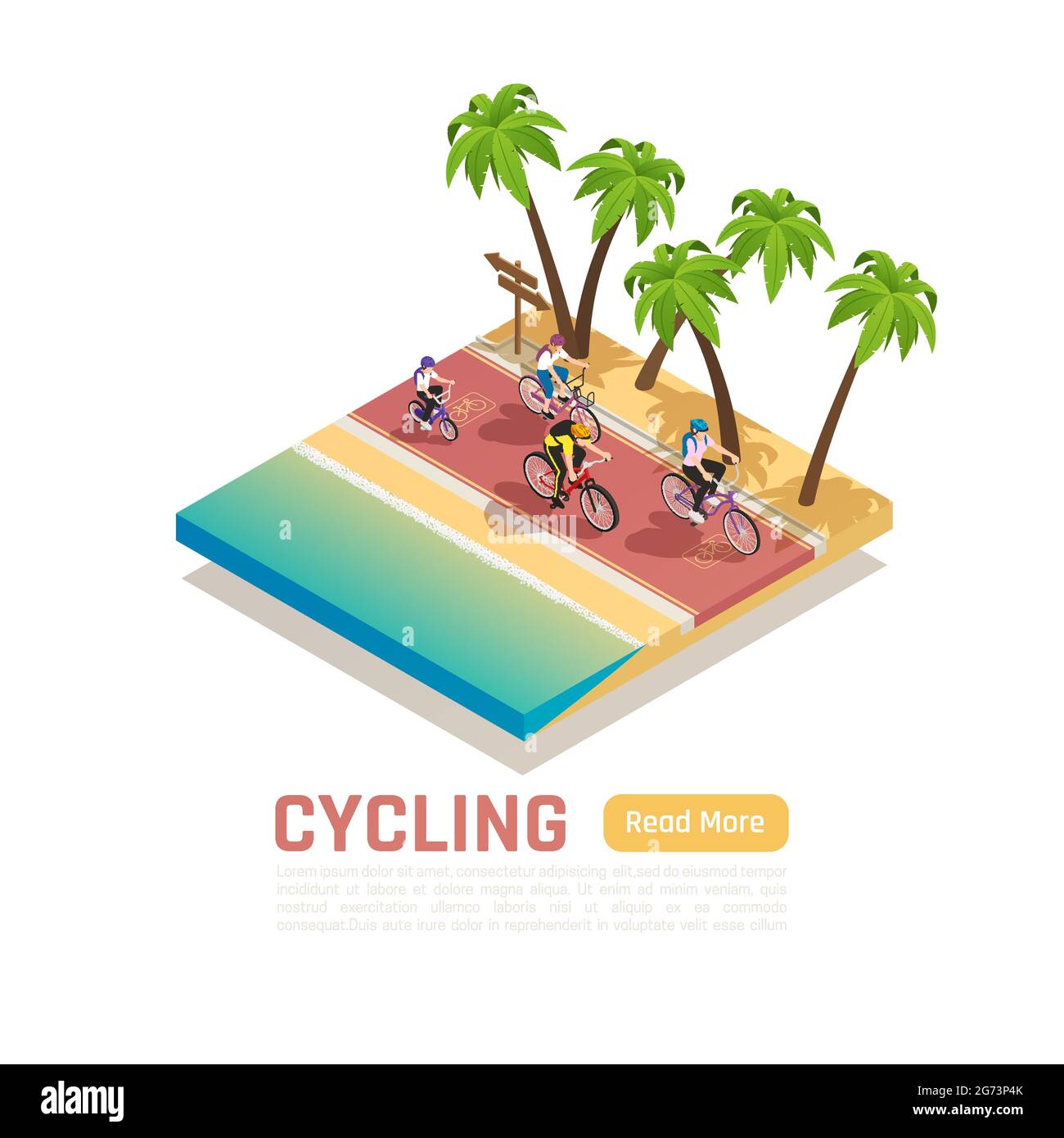 Cycling isometric concept with sports and active life symbols flat ...