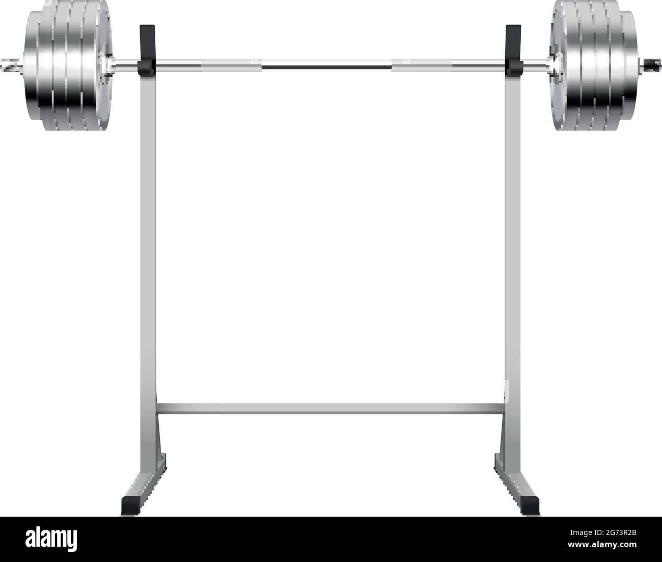Sport metal barbell on rack on white background realistic vector ...