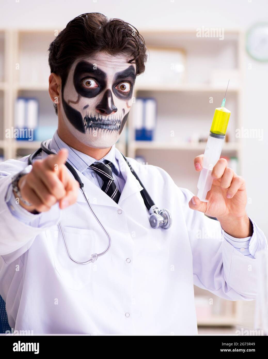 The scary monster doctor working in lab Stock Photo - Alamy