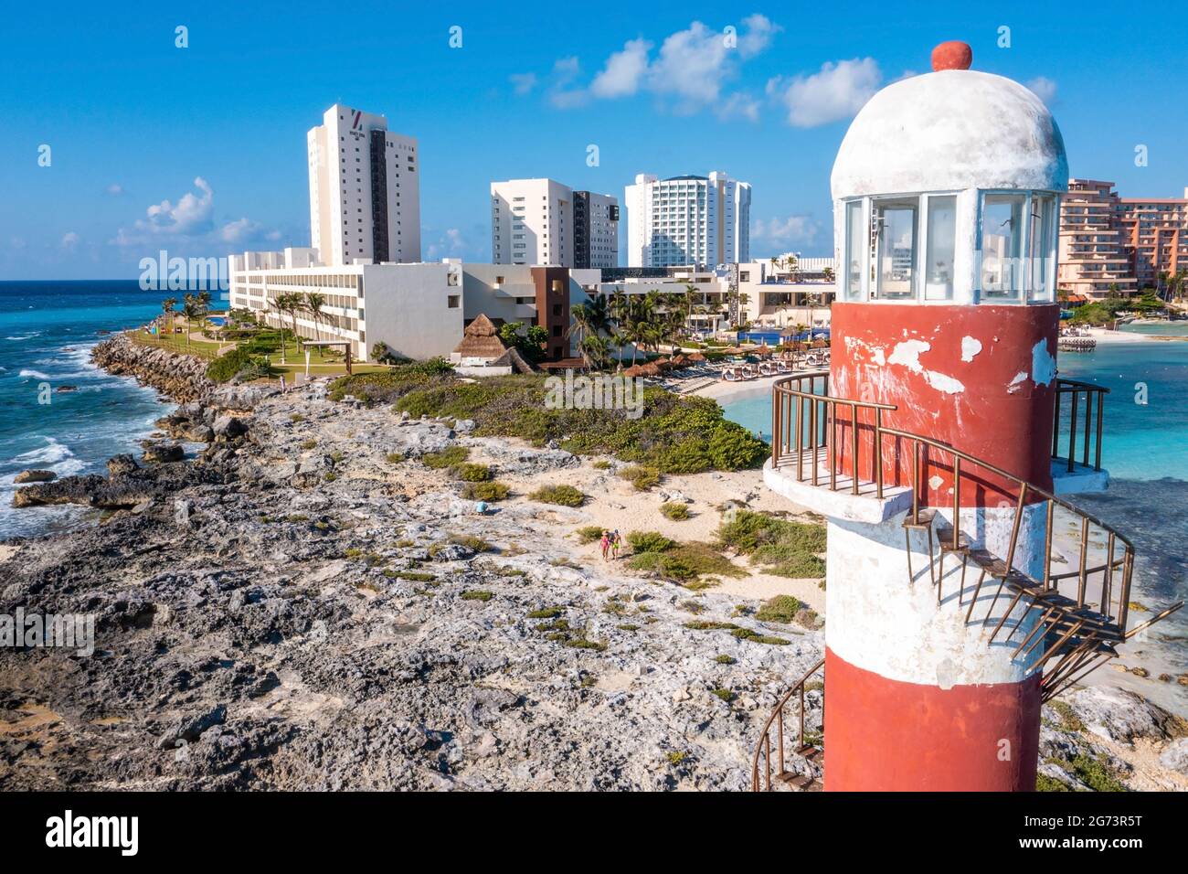Aerial view of Punta Cancun adorned Lighthouse Stock Photo - Alamy