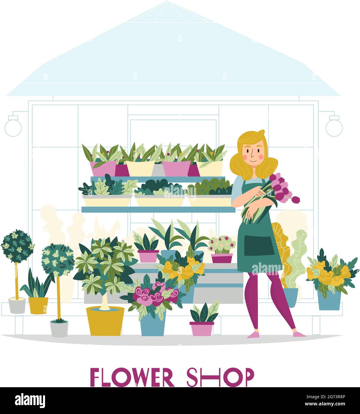 Vendor selling flowers Stock Vector Images - Alamy