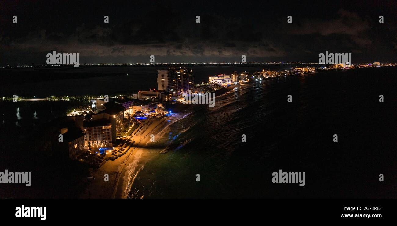 Aerial view of the luxury hotel at night by the sea Stock Photo - Alamy