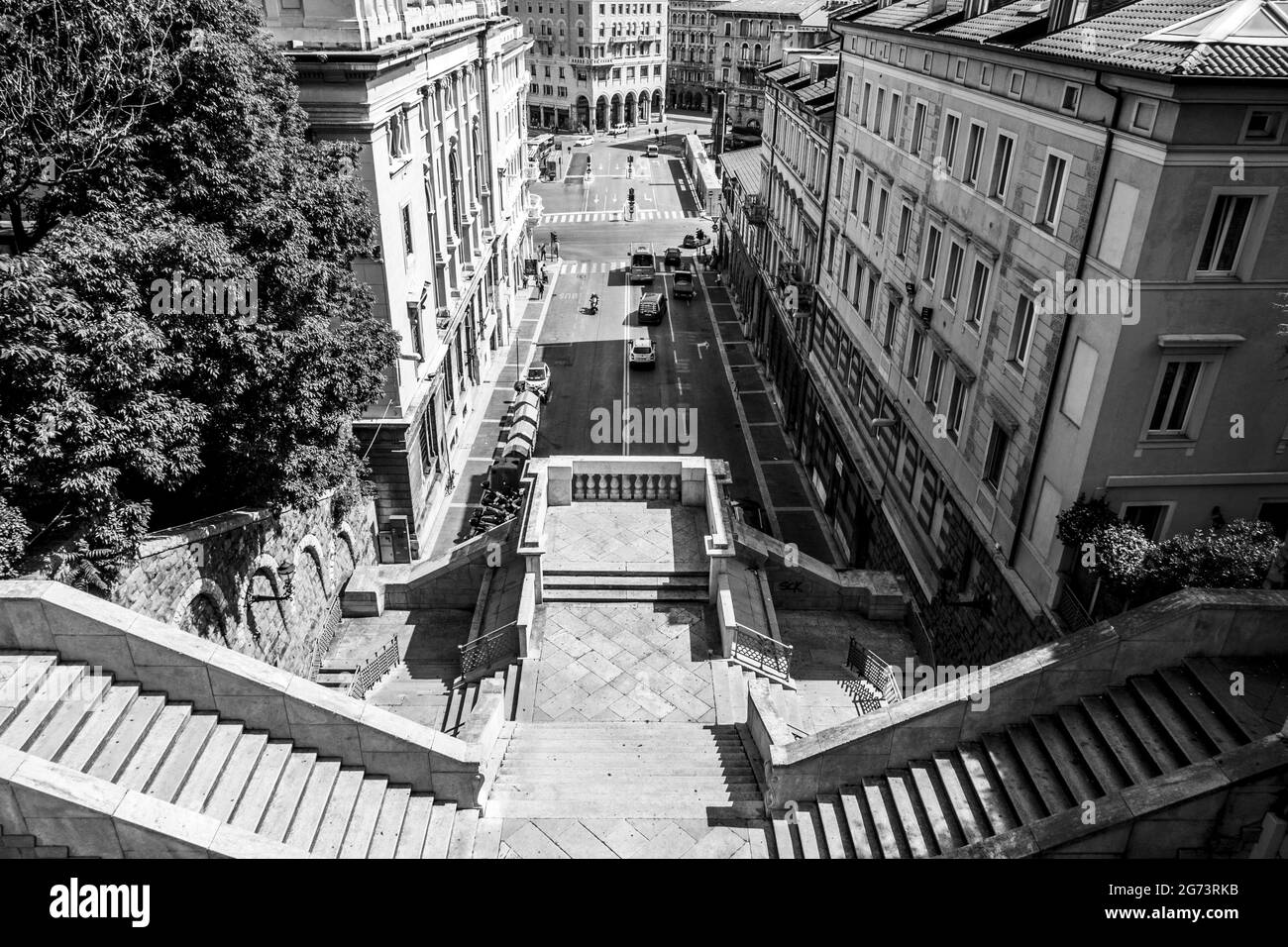Grayscale of the Scala dei Giganti in Trieste, Italy Stock Photo - Alamy
