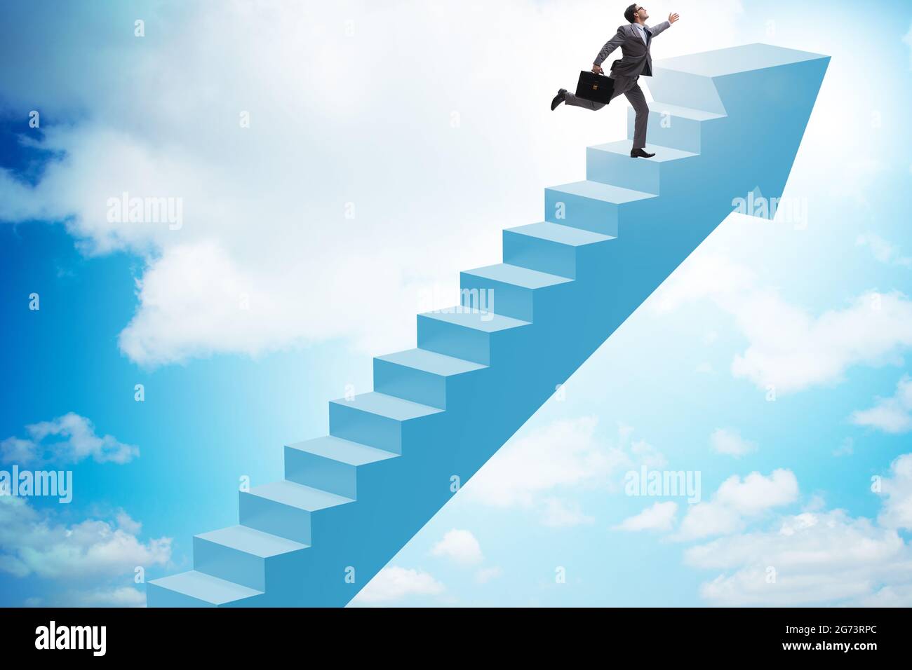 Businessman climbing career ladder in the business concept Stock Photo ...