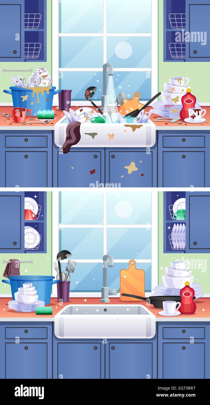 Dirty kitchen Stock Vector Images - Alamy