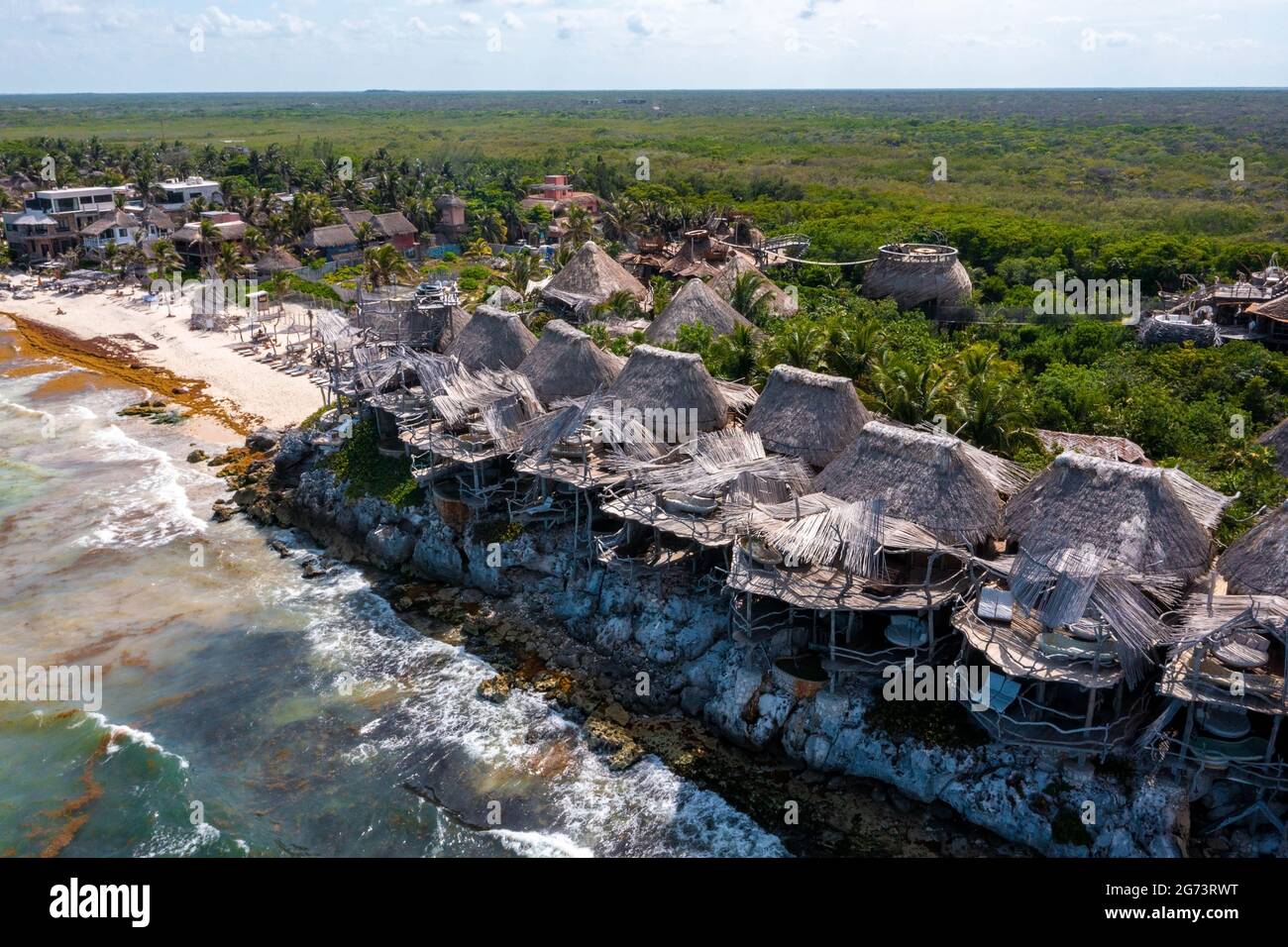 Aerial view of the luxury hotel Azulik in Tulum Stock Photo - Alamy