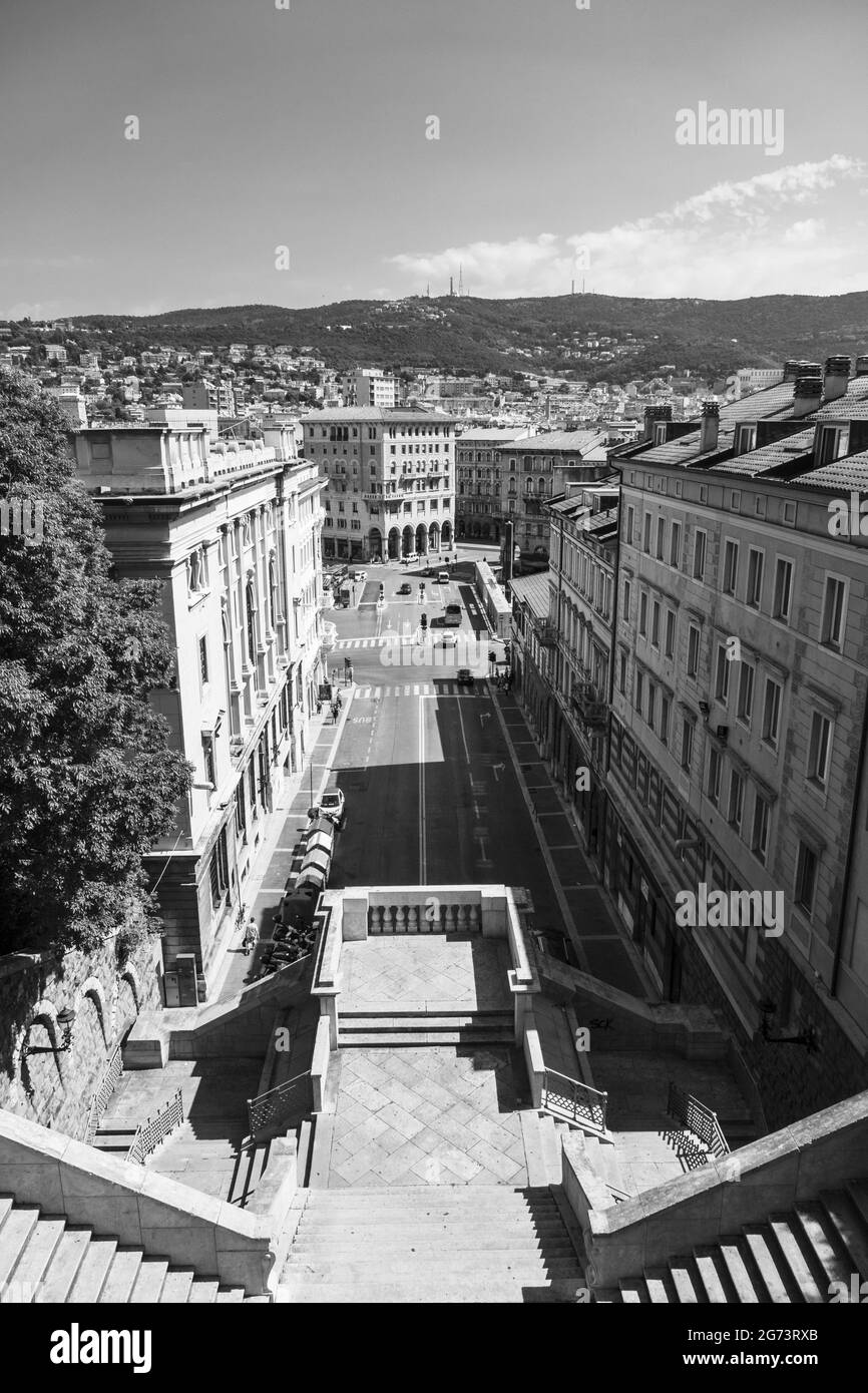 Grayscale of the Scala dei Giganti in Trieste, Italy Stock Photo - Alamy
