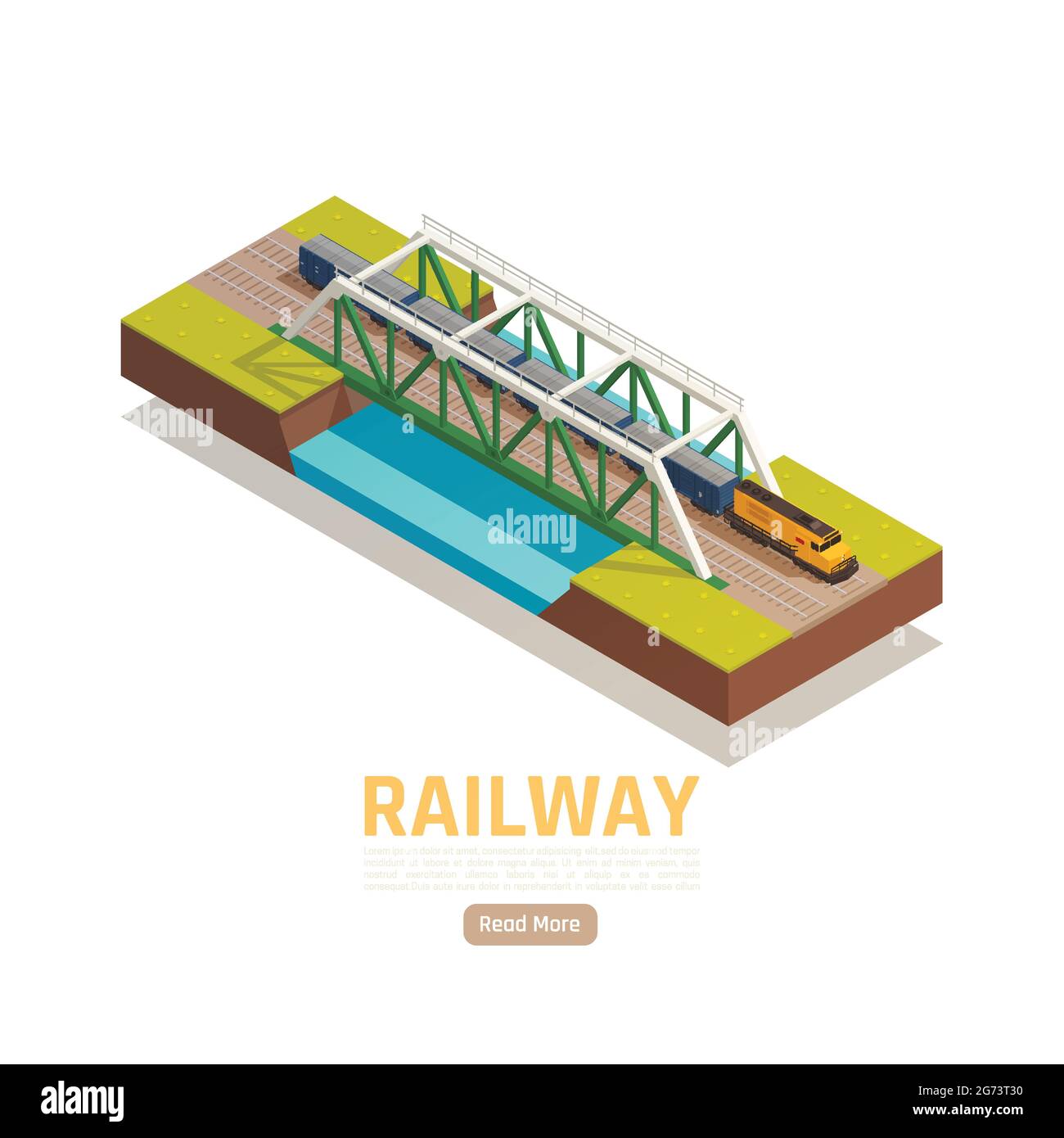 Train railway station isometric background with editable text read more ...
