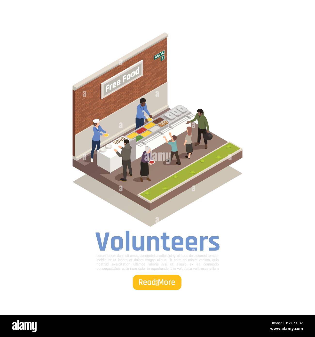 Charity donation volunteering isometric background with volunteers ...