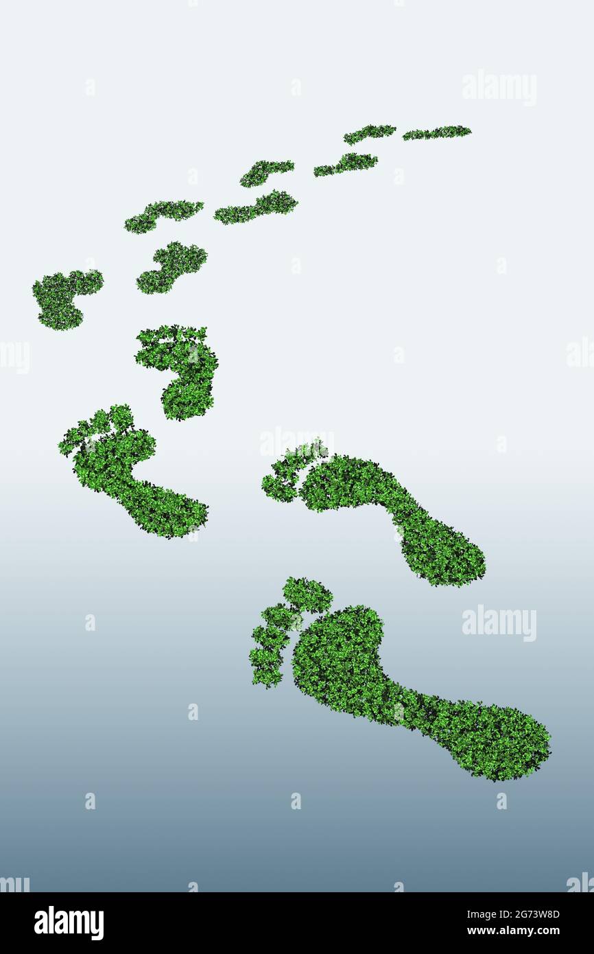 Ecology concept with the green footprint - 3d rendering Stock Photo - Alamy