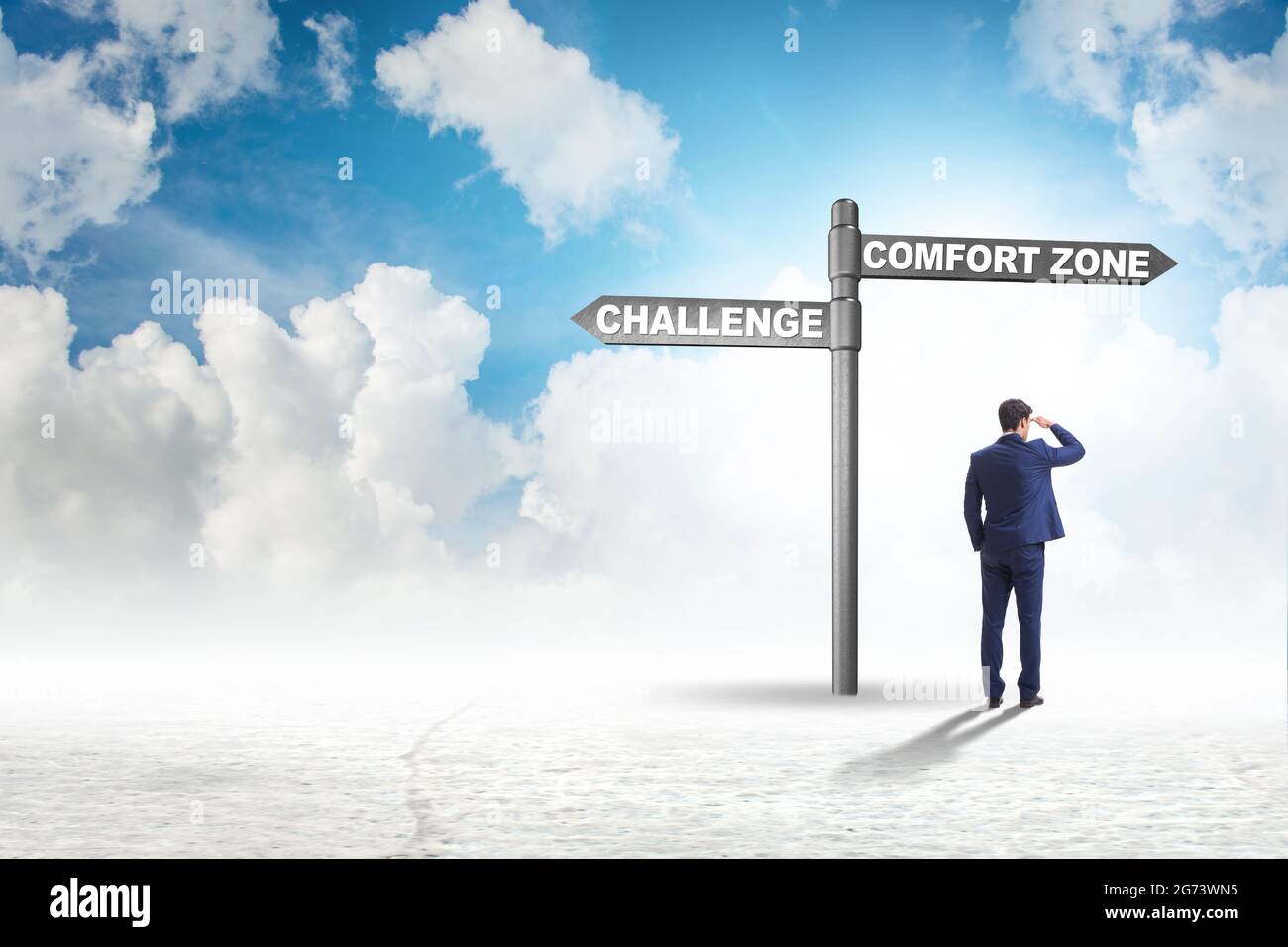 Businessman choosing between leaving the comfort zone or not Stock ...